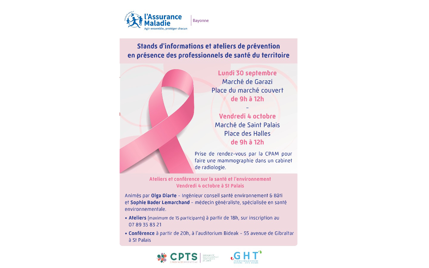 Octobre rose - stands d'informations et prise de rendez-vous par la ...