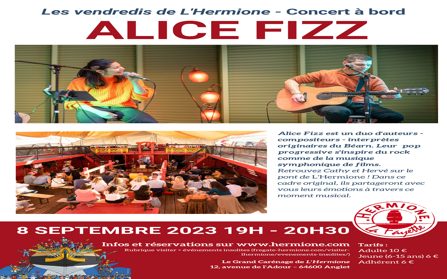 Concert à bord de l'Hermione : Alice Fizz à BAYONNE (64) | Animations