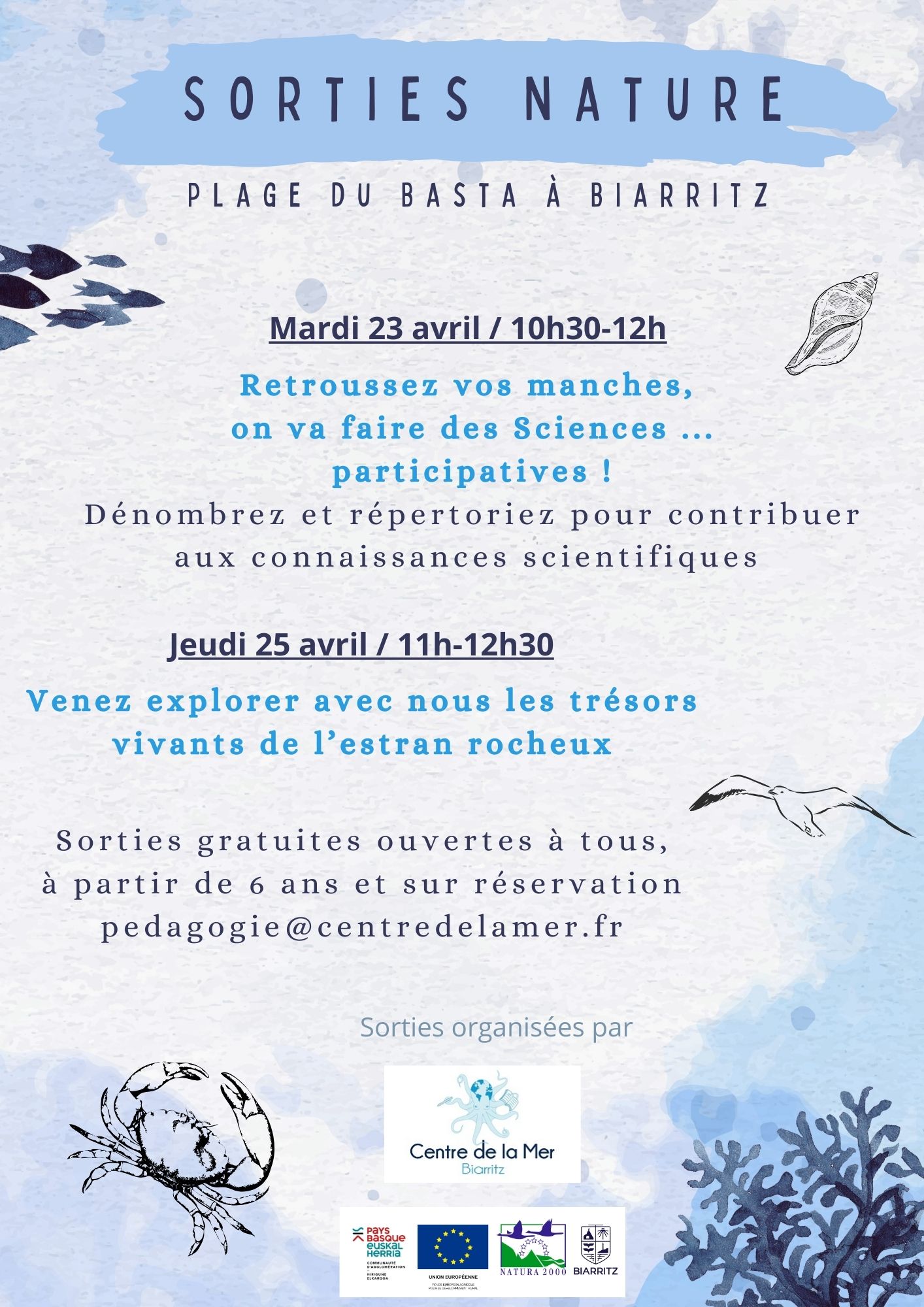 Sortie Nature avec le Centre de la Mer en BIARRITZ (64) | Eventos
