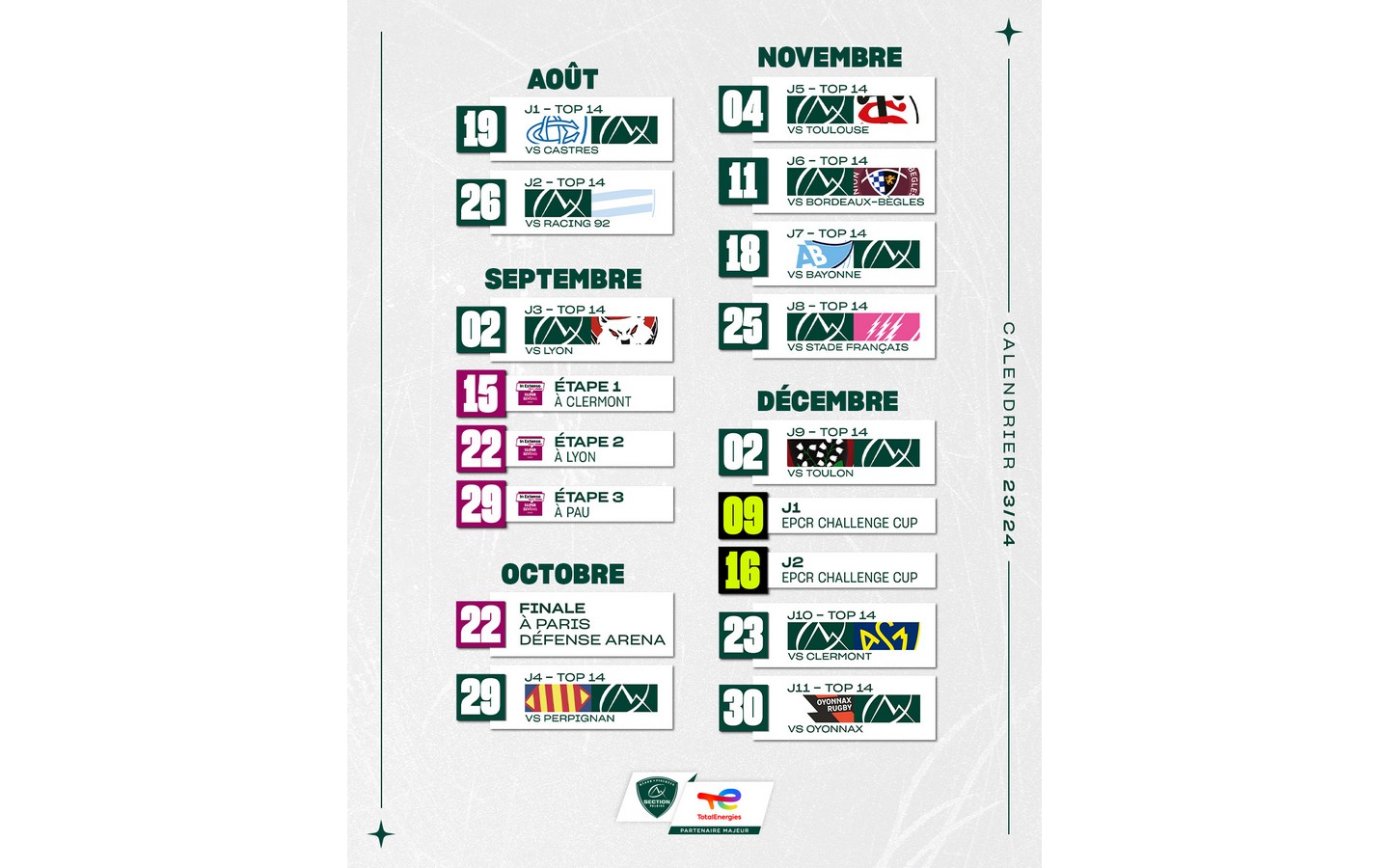 Rugby TOP14 Section Paloise - Saison 2023/2024 à PAU (64) | Animations